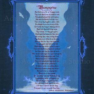 Vampyrise, Poem by John William Polidori, Vampyre, Vampire Poem Print ...