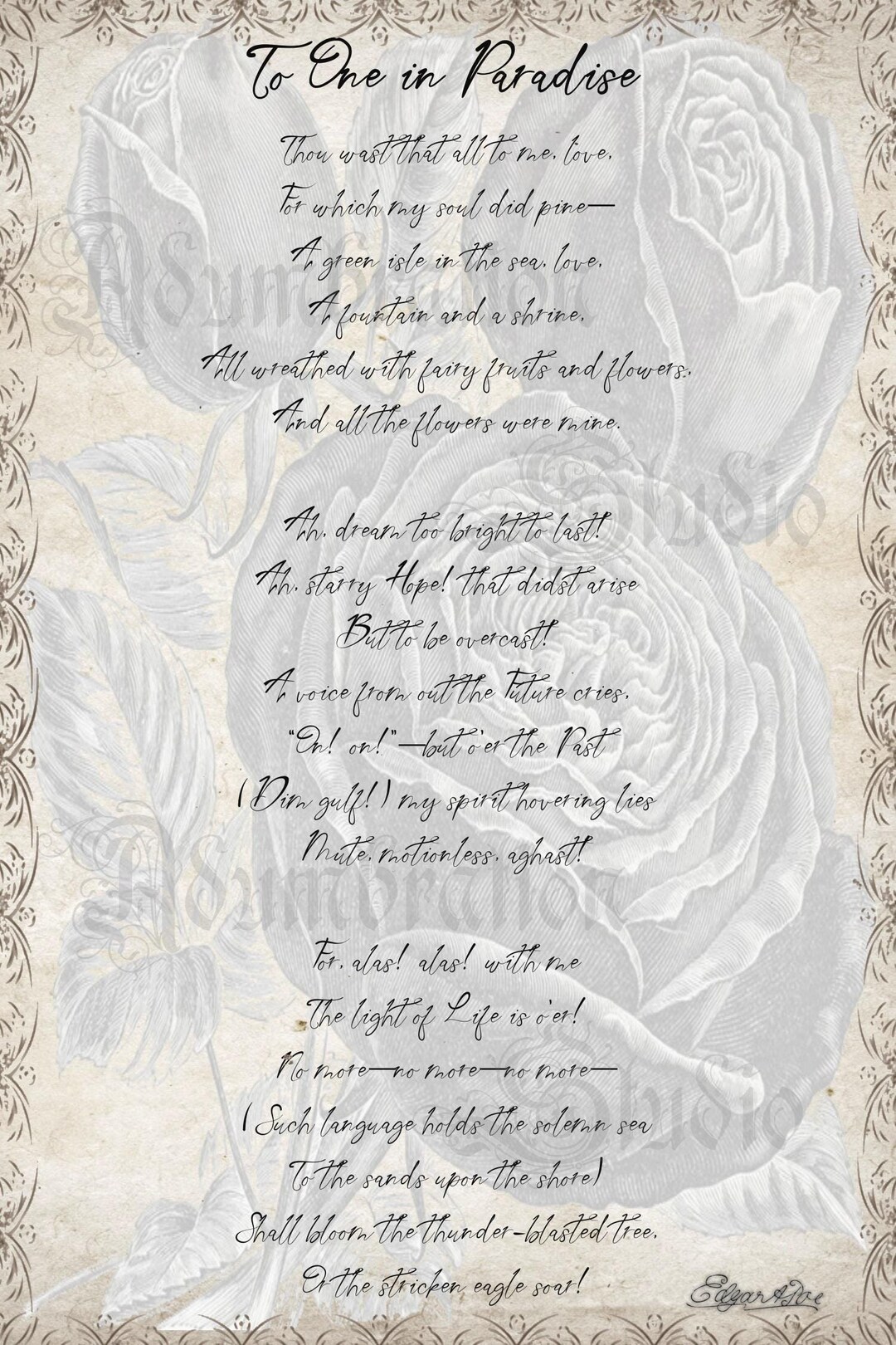 To One in Paradise, Poem by Edgar Allan Poe, Romance Sorrow, Poe ...