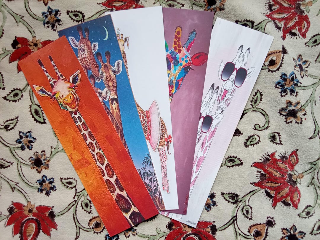 Whimsical Giraffe 5 Bookmark Set, Animal Lovers Gift Set, Book Lovers ...