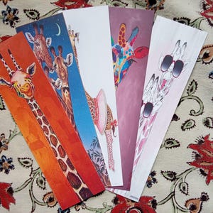 Whimsical Giraffe 5 Bookmark Set, Animal Lovers Gift Set, Book Lovers ...