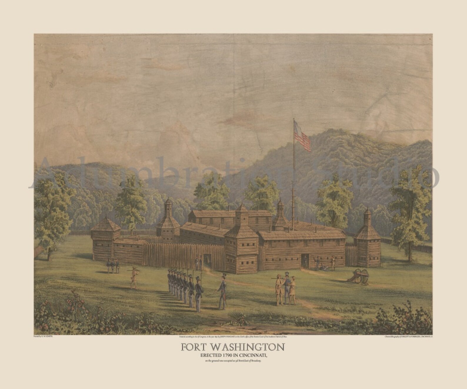Fort Washington, Erected 1790 in Cincinnati, by H.W. Kemper, 19th ...