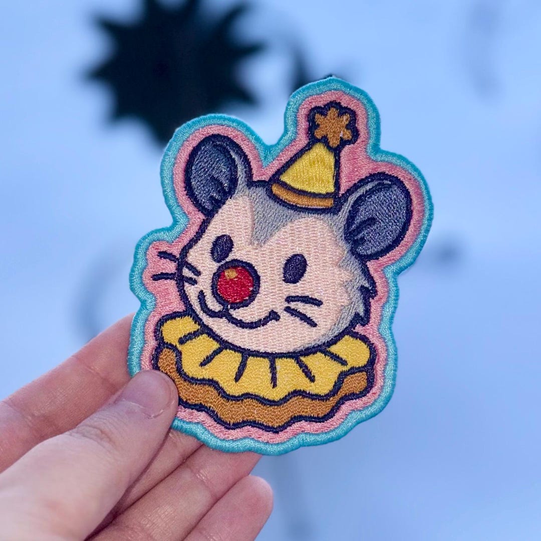 Clown Opossum Iron on Patch, Handmade Embroidered Patch, Punk Rock ...