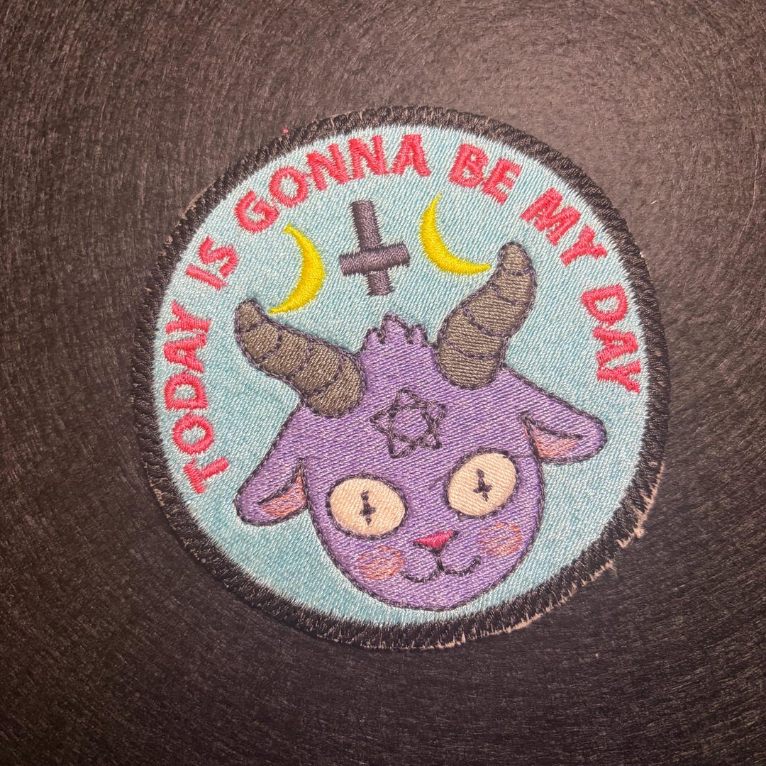 Cute Baphomet Iron on Patch, Handmade Embroidered Patch, Punk Rock ...