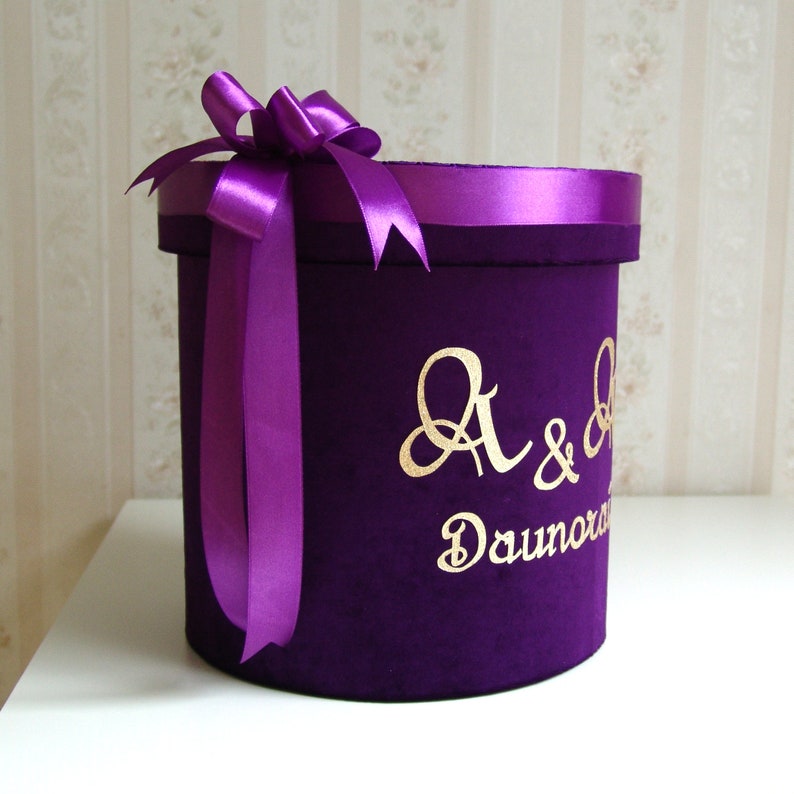 Violet Card Box for Wedding Personalized Velvet Wedding Money | Etsy