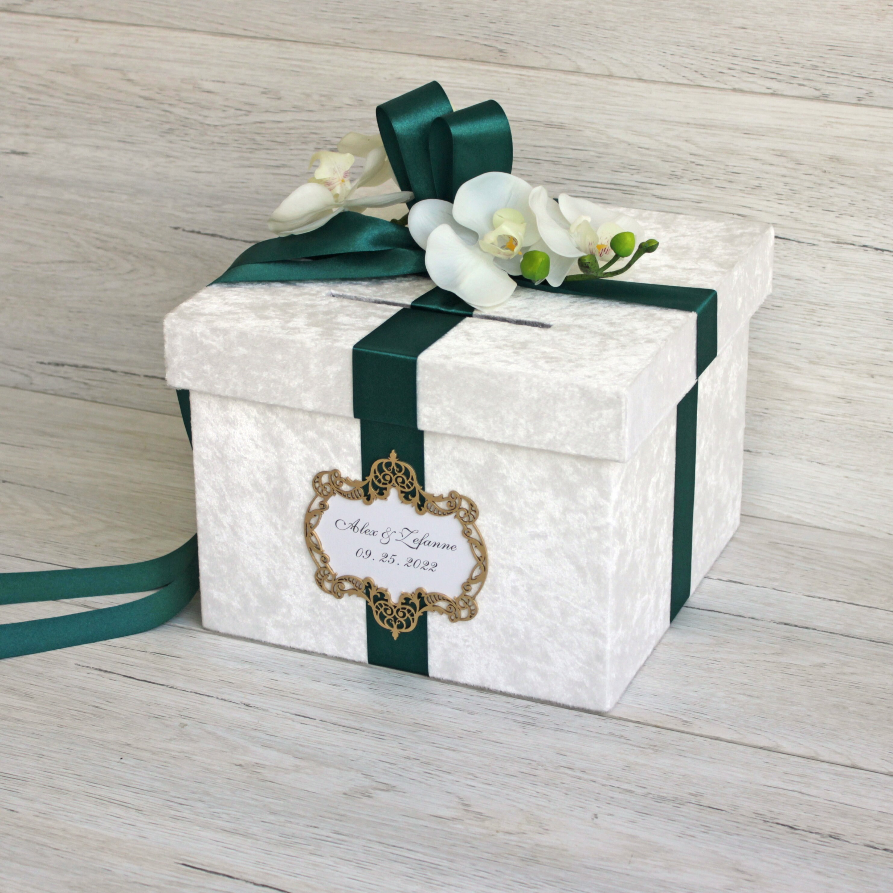 Elegant Velvet Wedding Card Box With Orchids - Handmade With Love for a ...