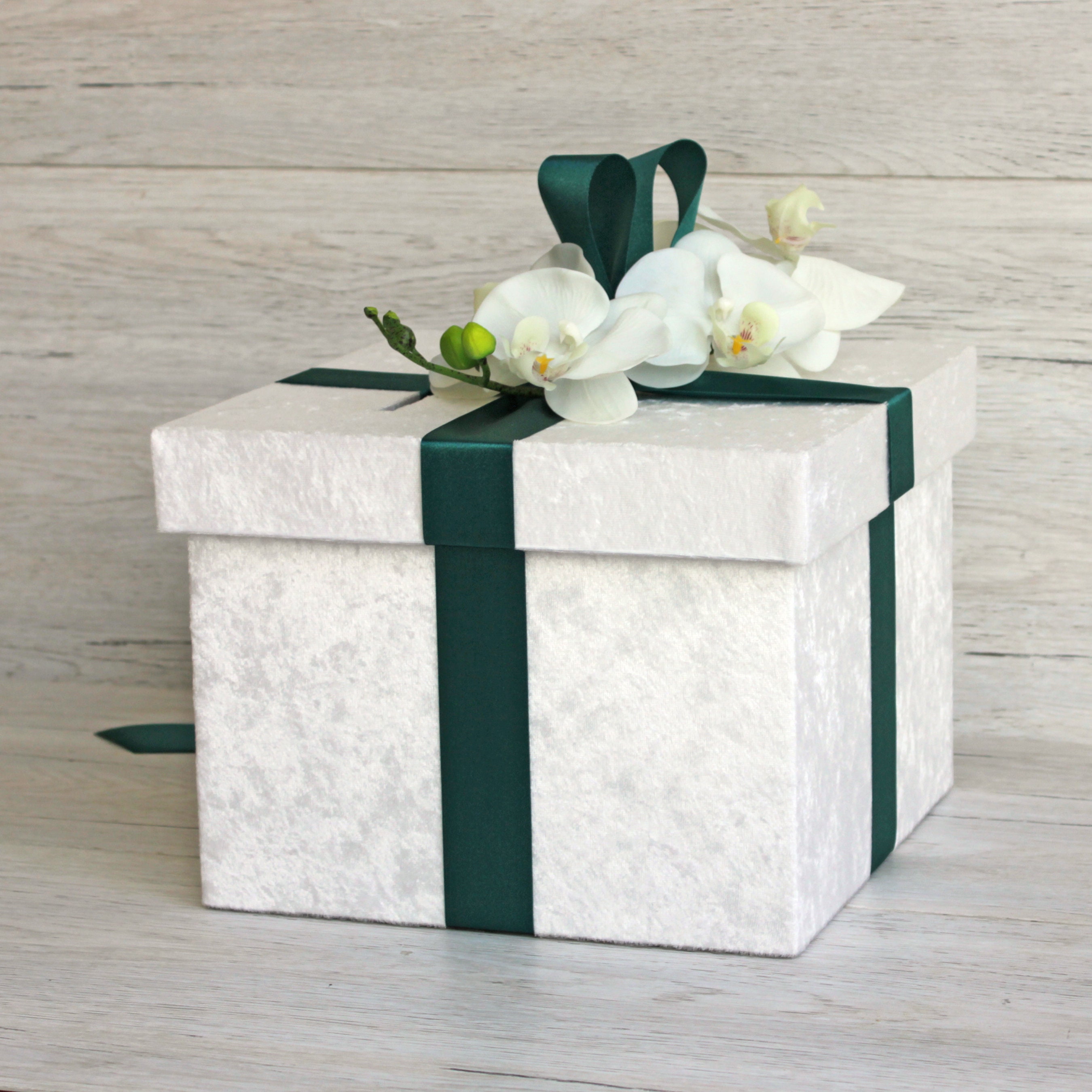 Elegant Velvet Wedding Card Box With Orchids - Handmade With Love for a ...