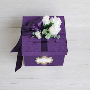 Purple Wedding Card Box, Violet Wedding Money Box, Wedding Keepsake Box ...