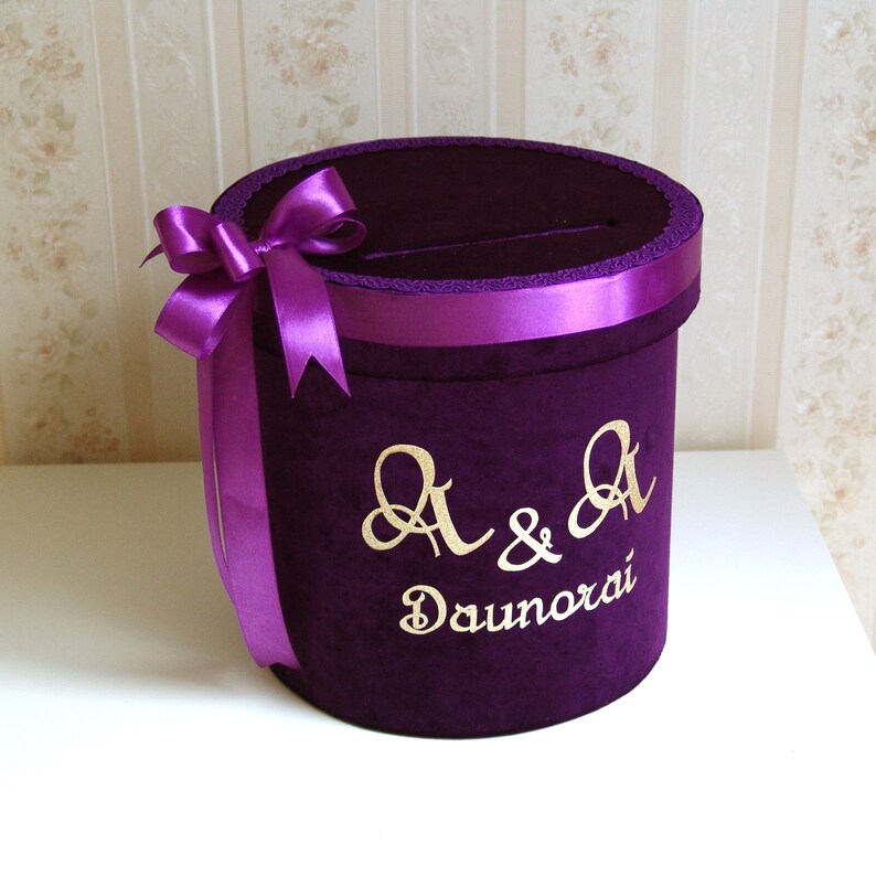 Violet Card Box for Wedding Personalized Velvet Wedding Money | Etsy