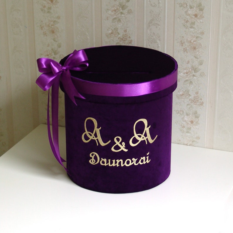 Violet Card Box for Wedding Personalized Velvet Wedding Money | Etsy