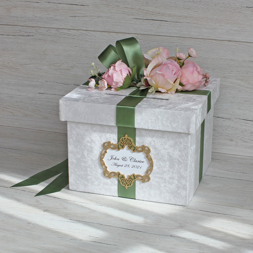 Personalized Card Box for Wedding Custom Wedding Card Box Large White ...