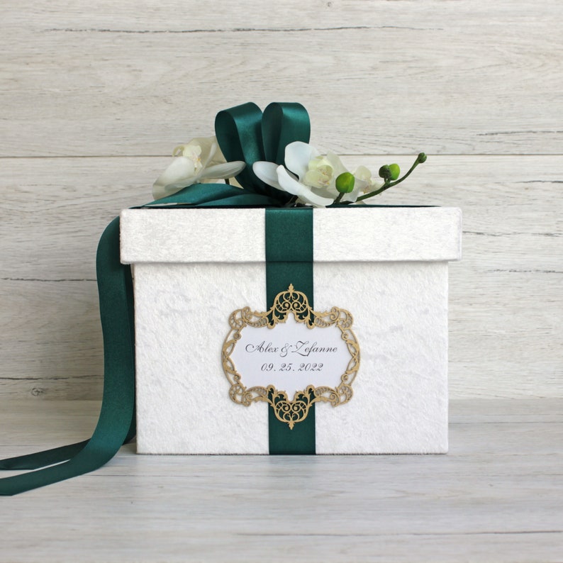 Elegant Velvet Wedding Card Box With Orchids - Handmade With Love for a ...