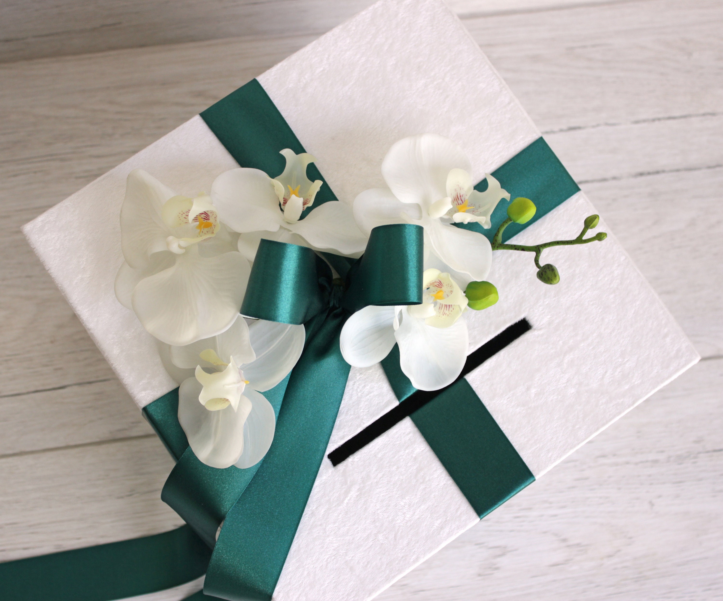 Elegant Velvet Wedding Card Box With Orchids - Handmade With Love for a ...