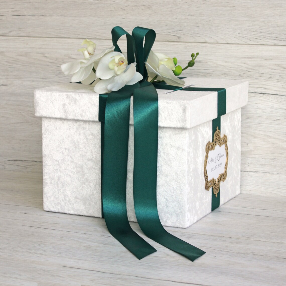 Elegant Velvet Wedding Card Box With Orchids - Handmade With Love for a ...