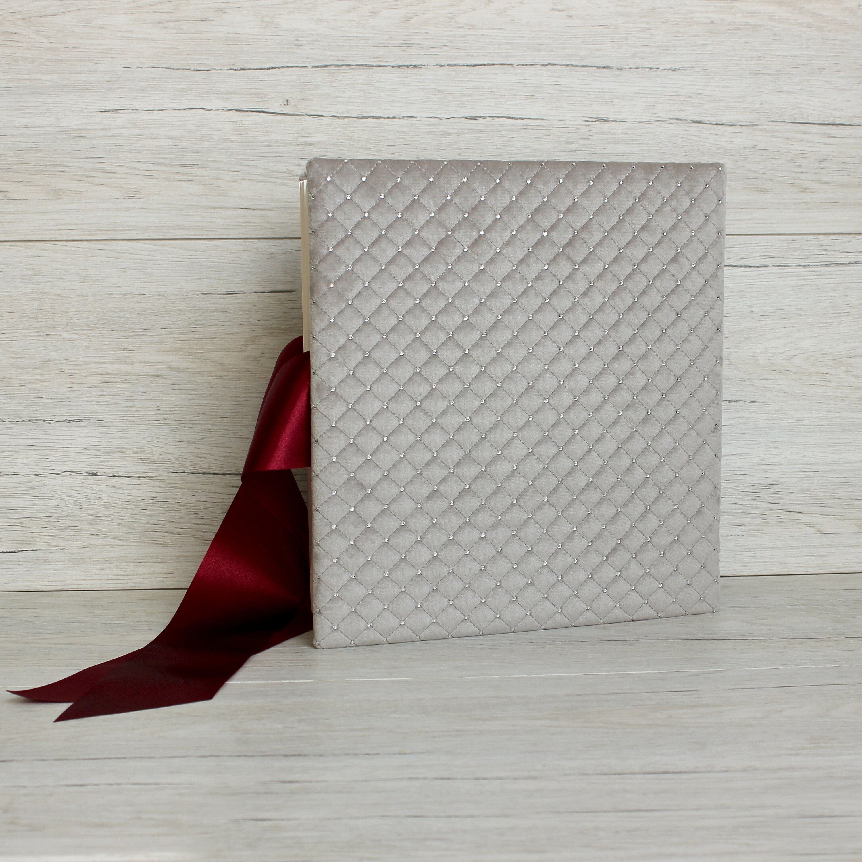 Silver Wedding Album for Photos With Burgundy Red Decorations - Etsy UK