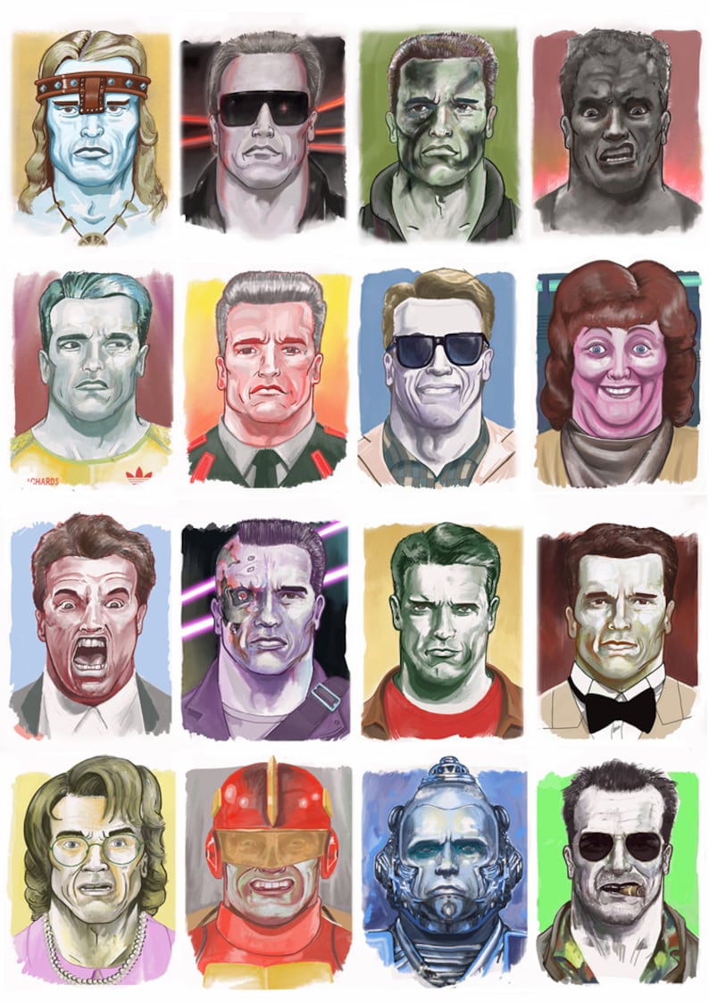 The Faces of Arnie A3 Size Wall Art Arnold Schwarzenegger - Etsy