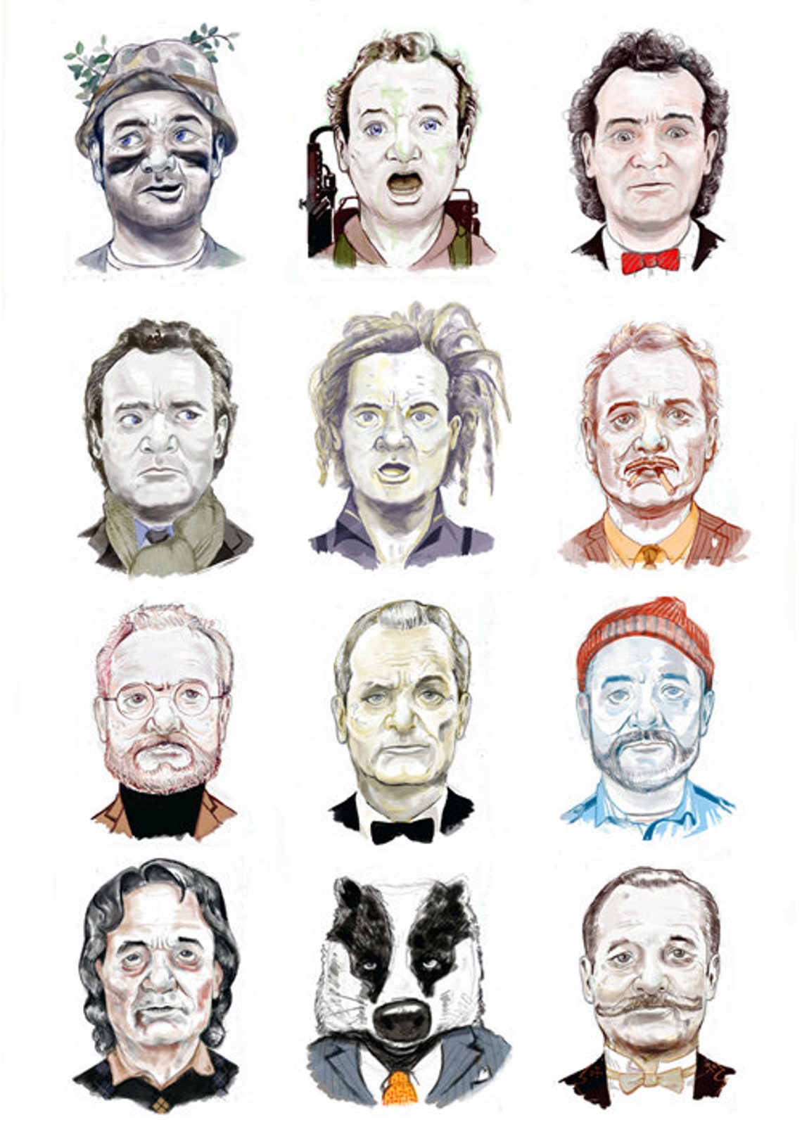 The Faces of Murray - A3 Size - Wall Art Bill Murray - Etsy