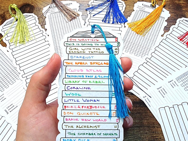 Reading Habit Tracker Bookmark Shelf With Tassel - Etsy