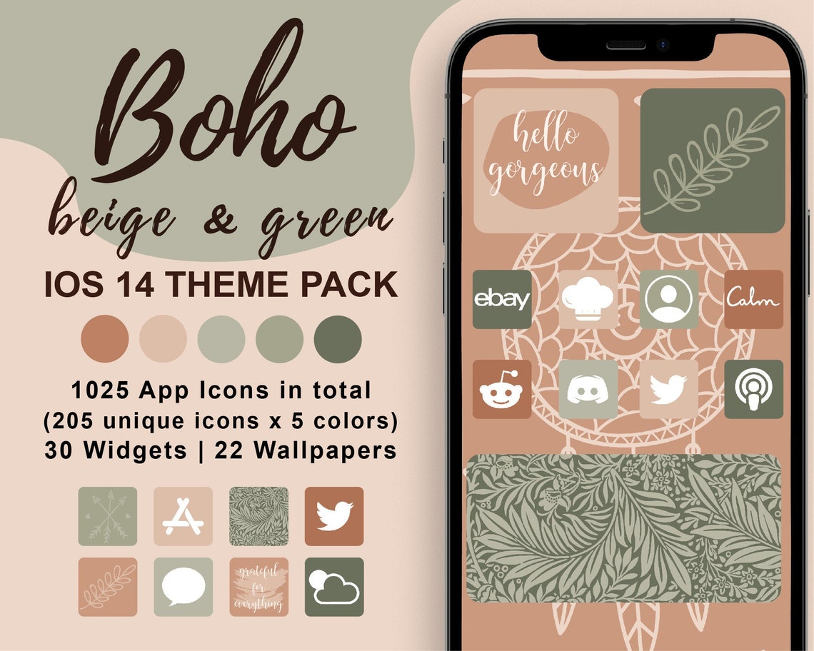 Boho Aesthetic Ios 14 App Icon Pack Ios 14 Icons Iphone - Etsy