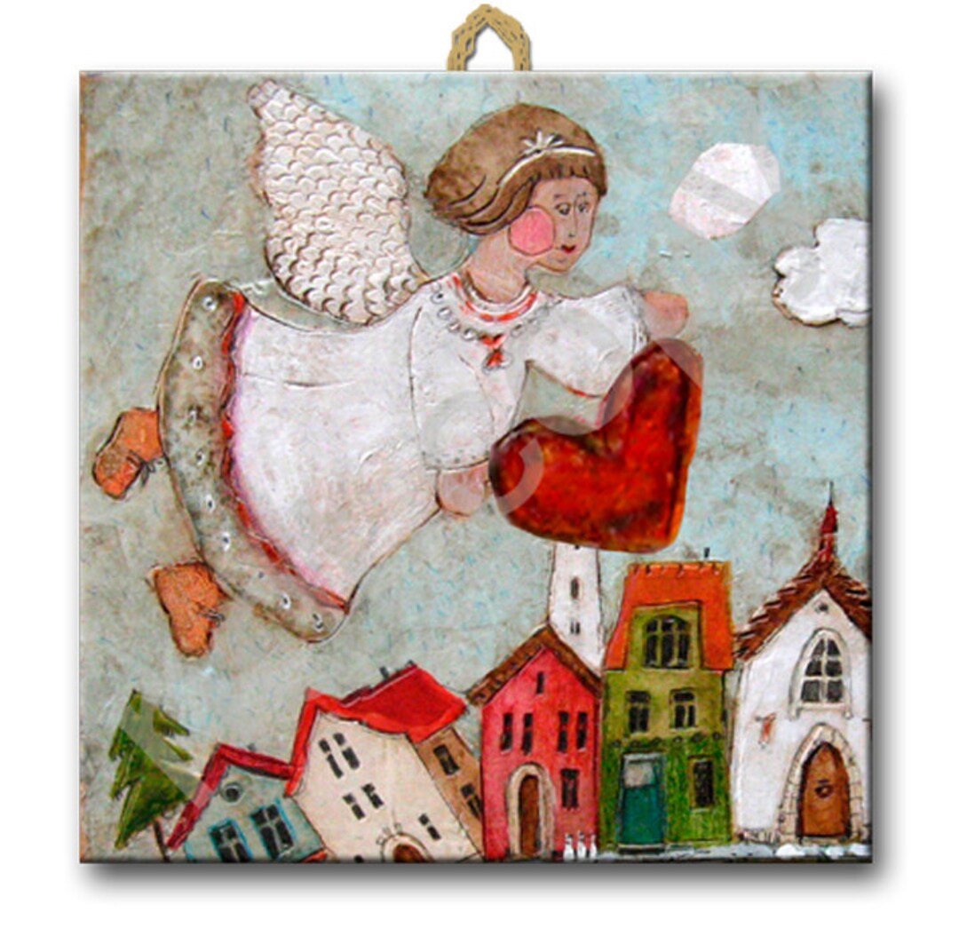 Ceramic Tile, Angel With a Heart, Childroom, Art Painting, Artistic ...