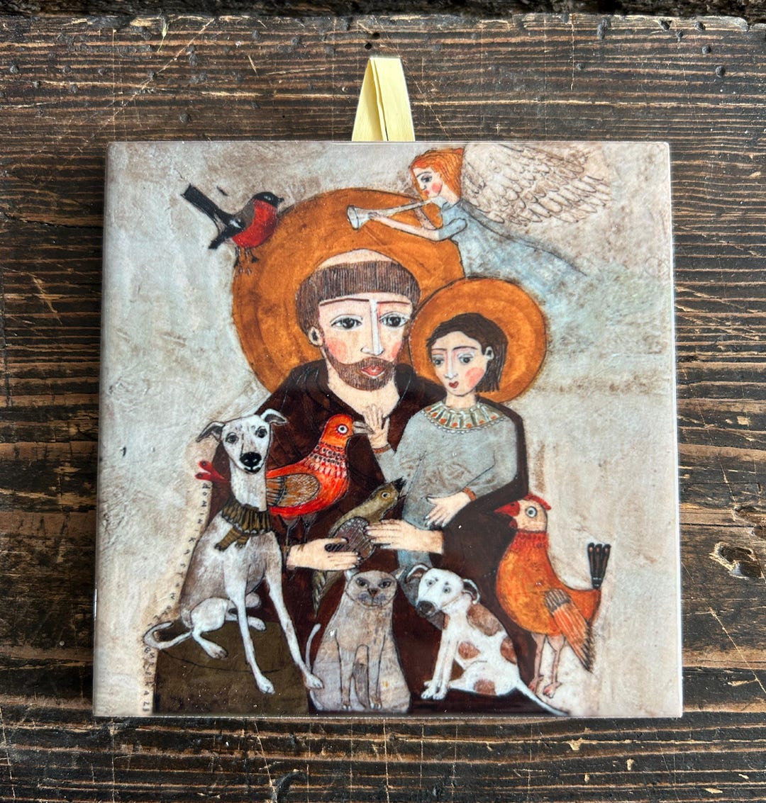 Saint Francis Ceramic Tile, Protector of Animals, Artistic Image - Etsy