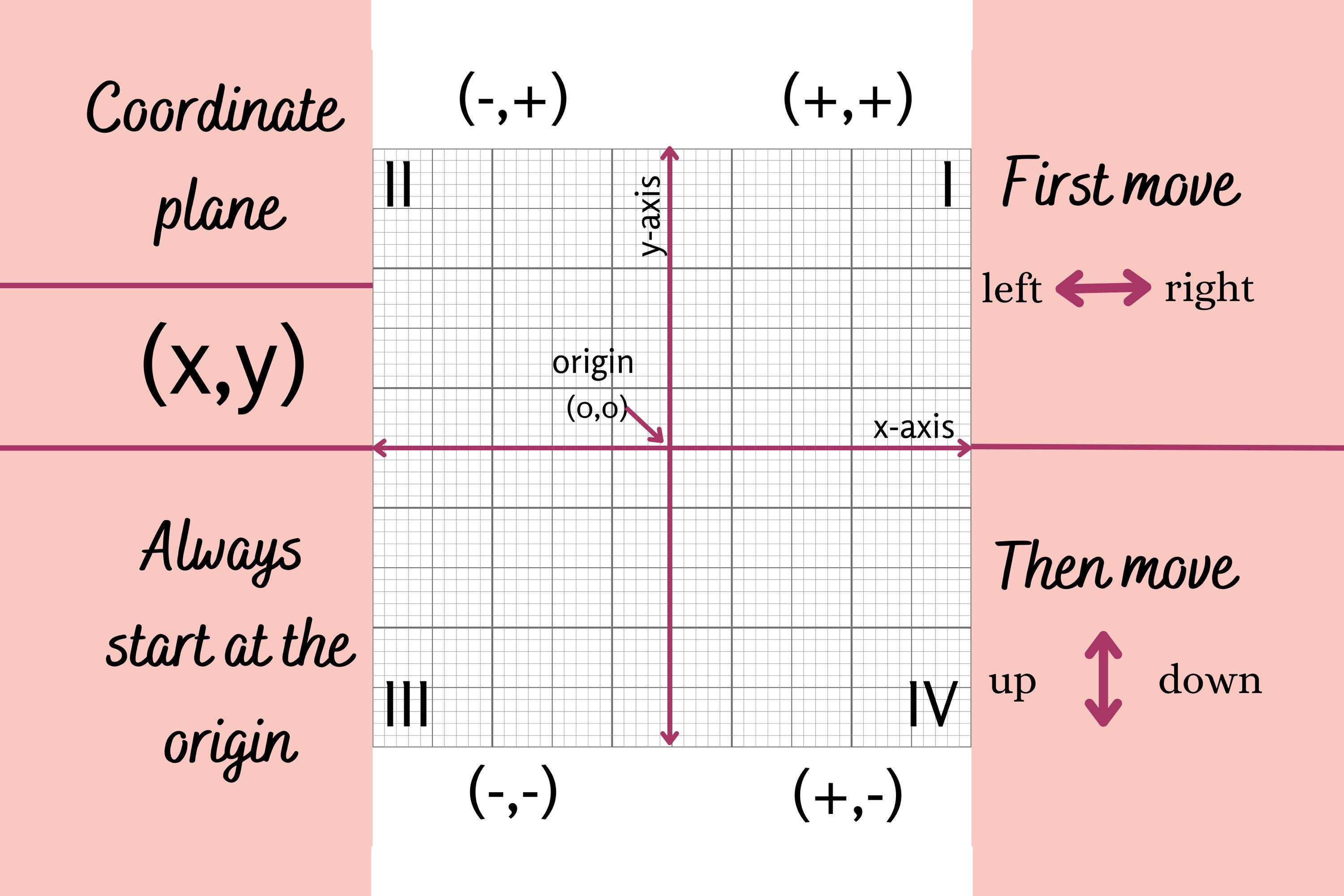 Coordinate Plane Pink Background - Etsy