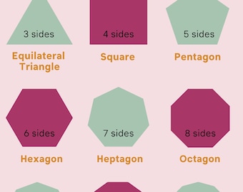 Regular Polygons Poster Blue Background - Etsy