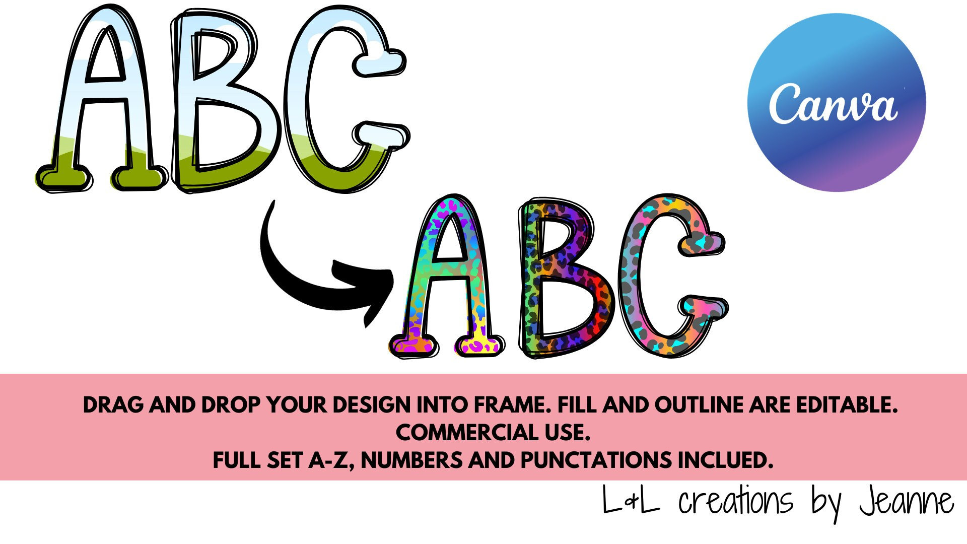 ABC Doodle Frames for Canva - Etsy