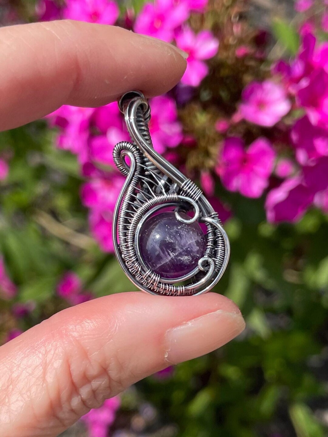 Wire Wrapped Pendant, Amethyst Wire Wrap, Handmade Jewelry, 925 ...