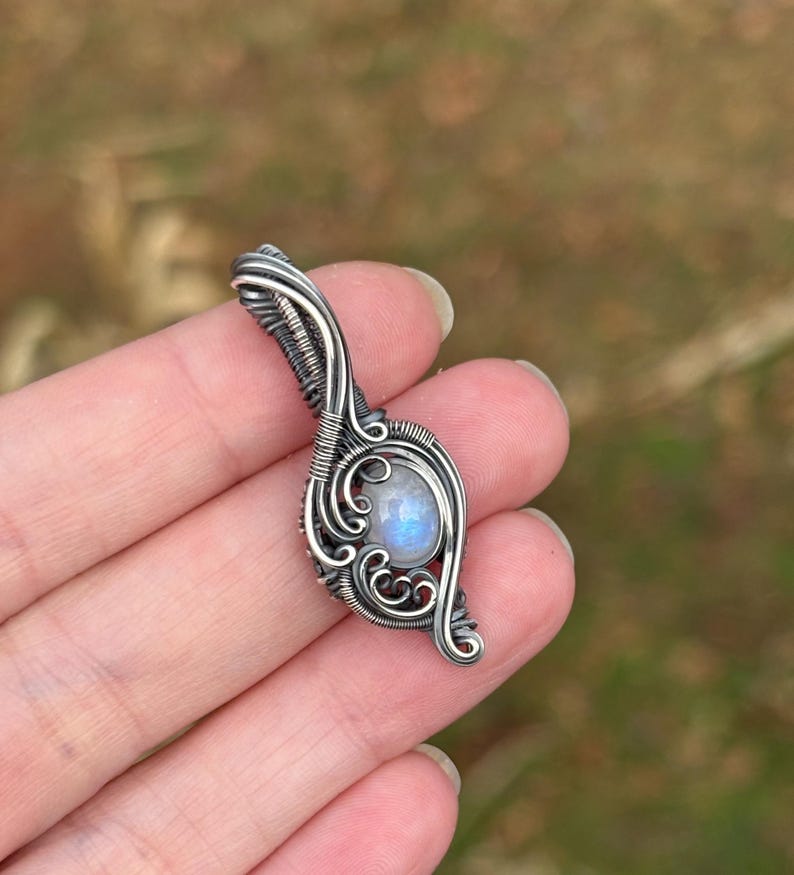Wire Wrapped Pendant, Moonstone Wire Wrap, Handmade Jewelry, 925 ...