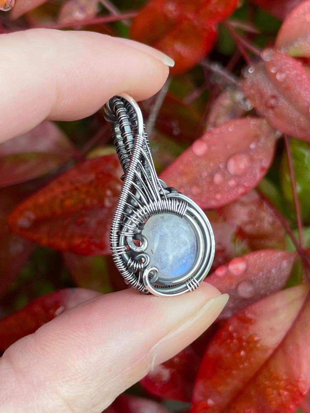 Wire Wrapped Pendant, Moonstone Wirewrap, Handmade Jewelry, 925 ...