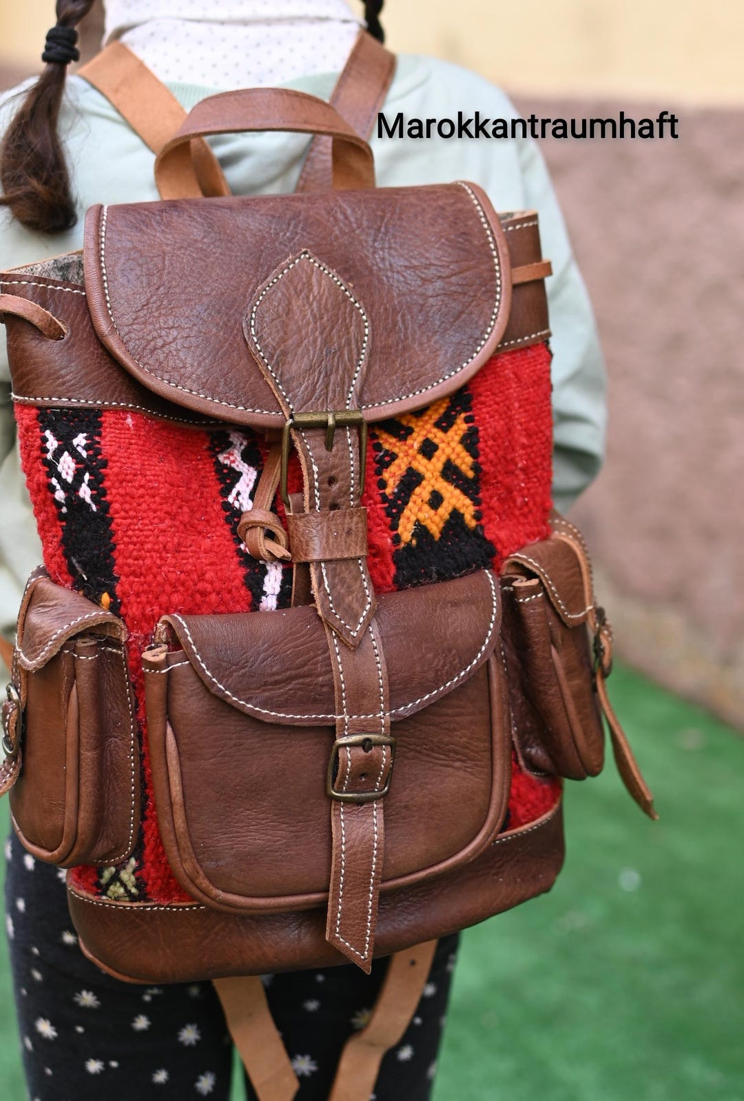 Moroccan Leather Bag,leather Backpack, Bohemian Backpack, Boho Travel ...