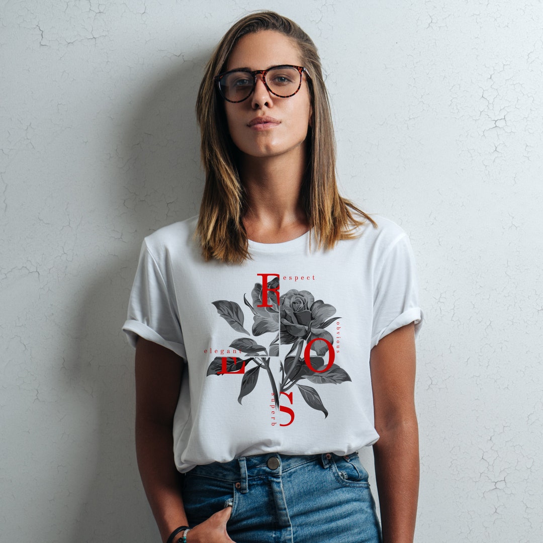 Elegant Rose White T-shirts - Etsy