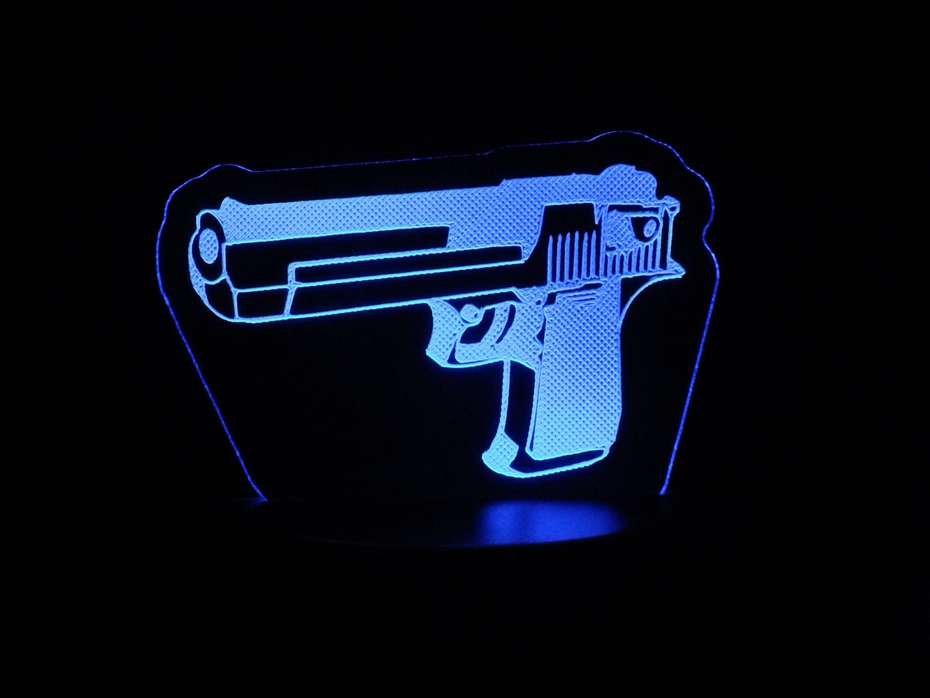 Gun, Pistol Acrylic LED Light Can Be Personalized With Your Name on It ...