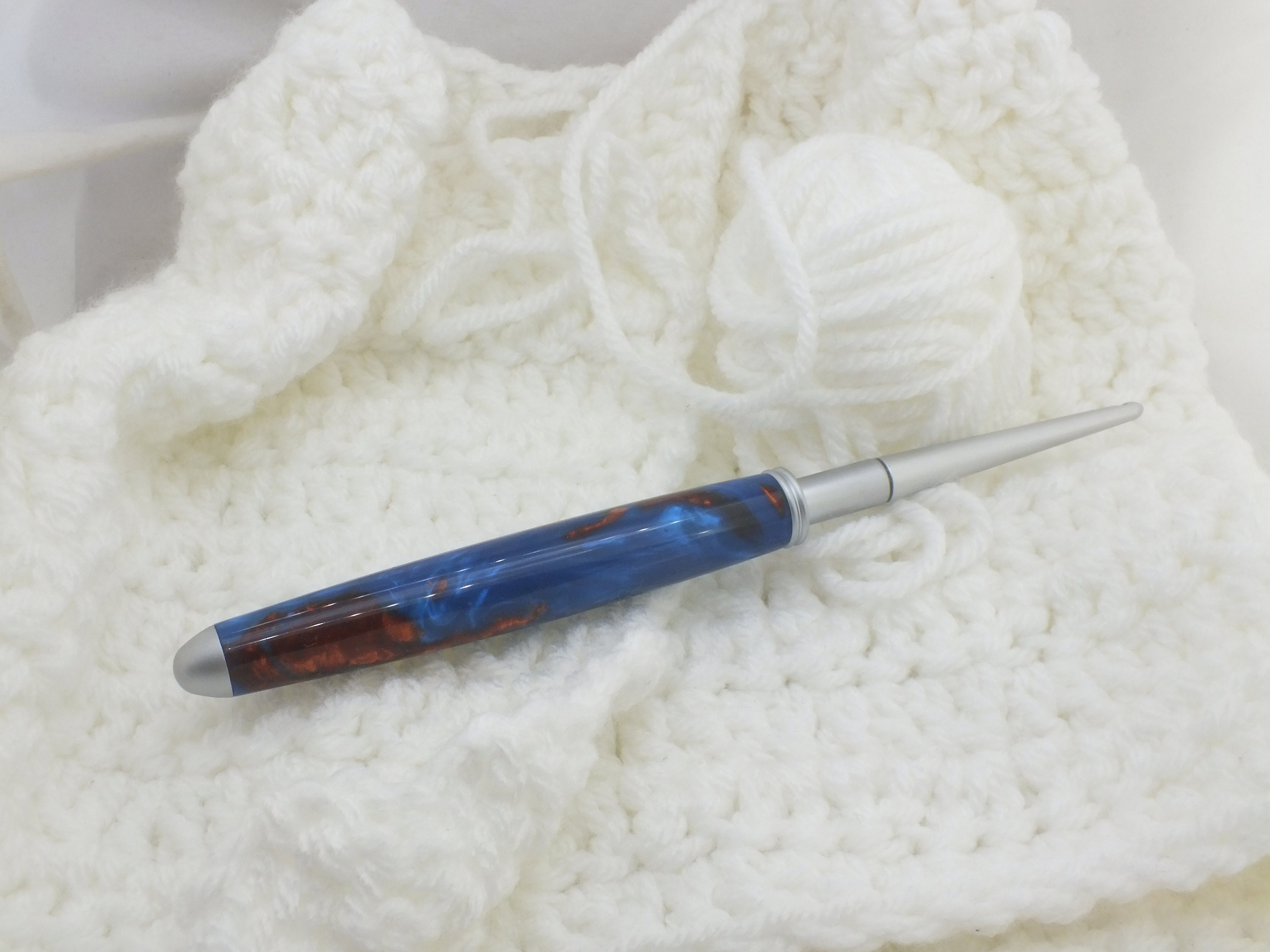 Dark Blue and Swirled Brass Crochet Hook Set, Interchangeable Hooks ...