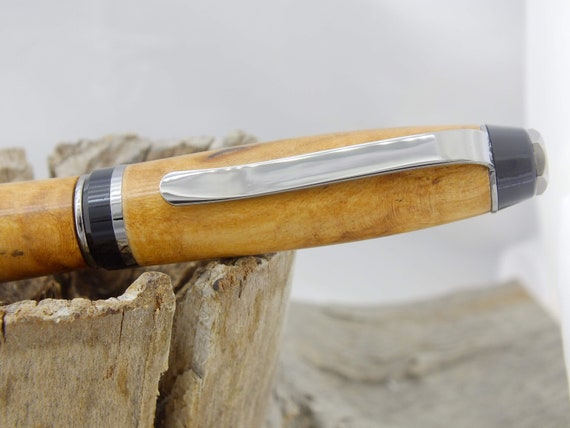 Curly Maple Pen and Black Titanium Metal Hardware Ballpoint | Etsy
