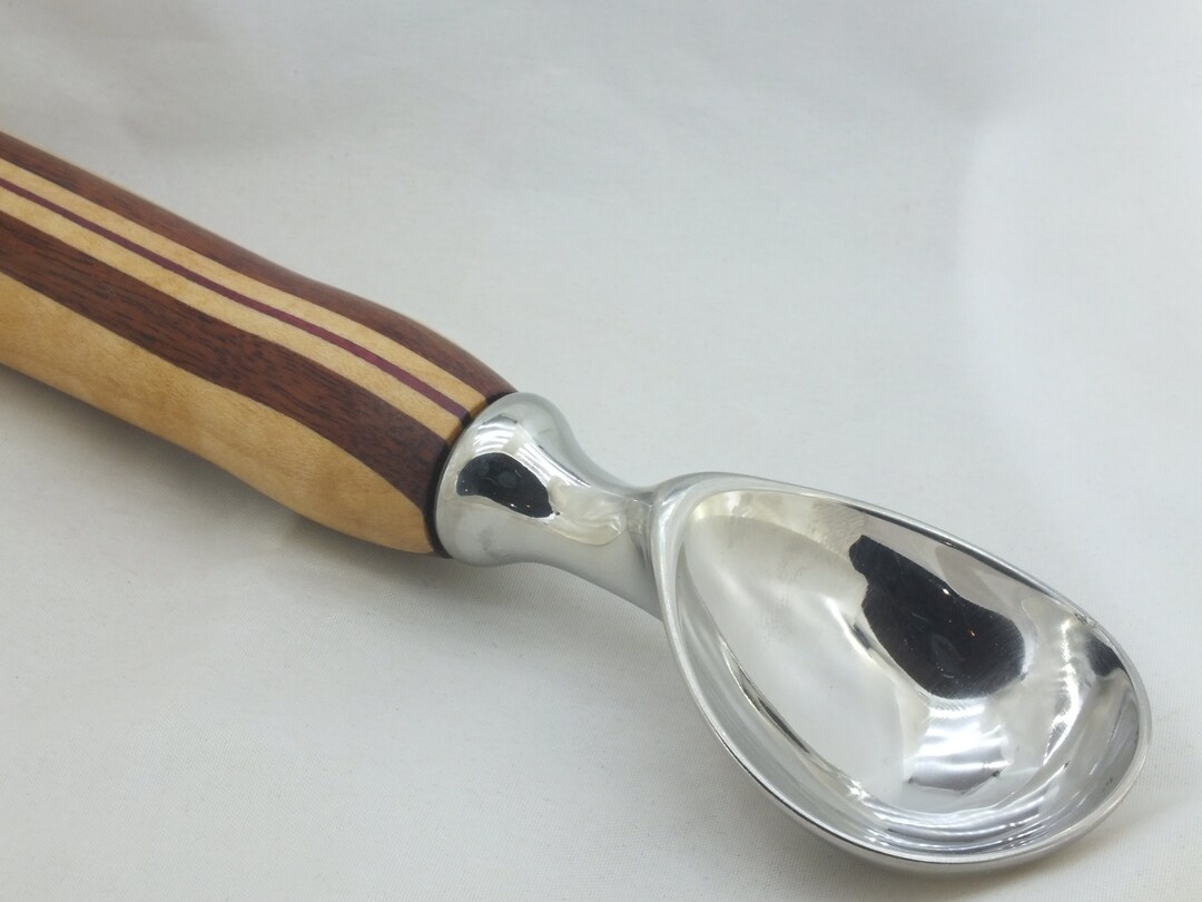 Maple, Walnut, Purpleheart Wooden Handle Ice Cream Scoop, Chrome ...
