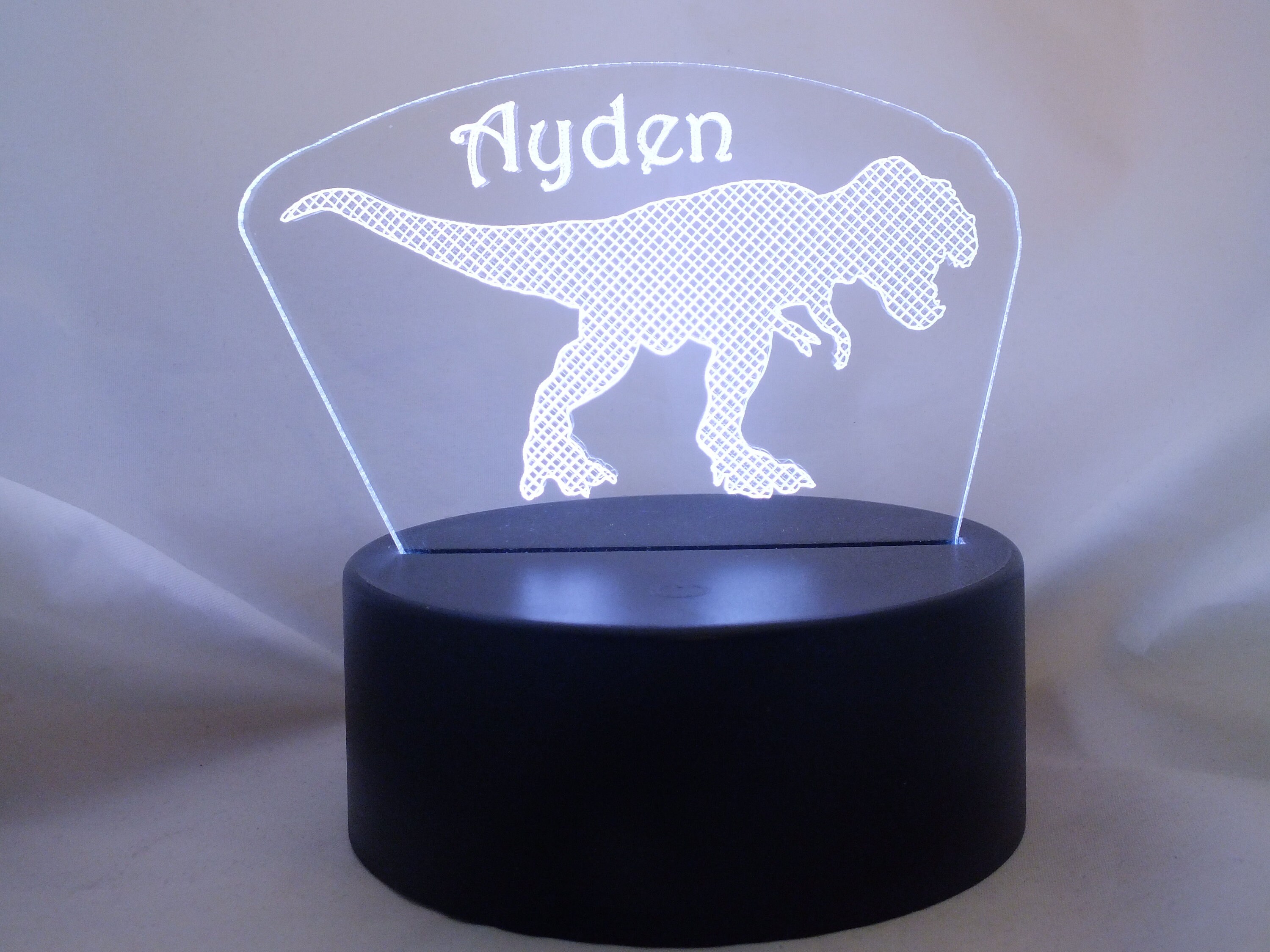 Personalized T-rex Acrylic LED Light With Your Name on It! Use as a ...