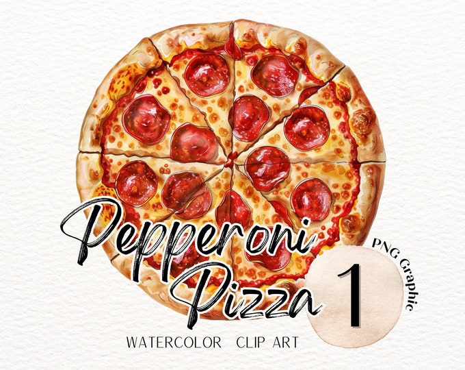 Pepperoni Pizza Watercolor Clipart | Food Graphic |dinner PNG | Italian ...