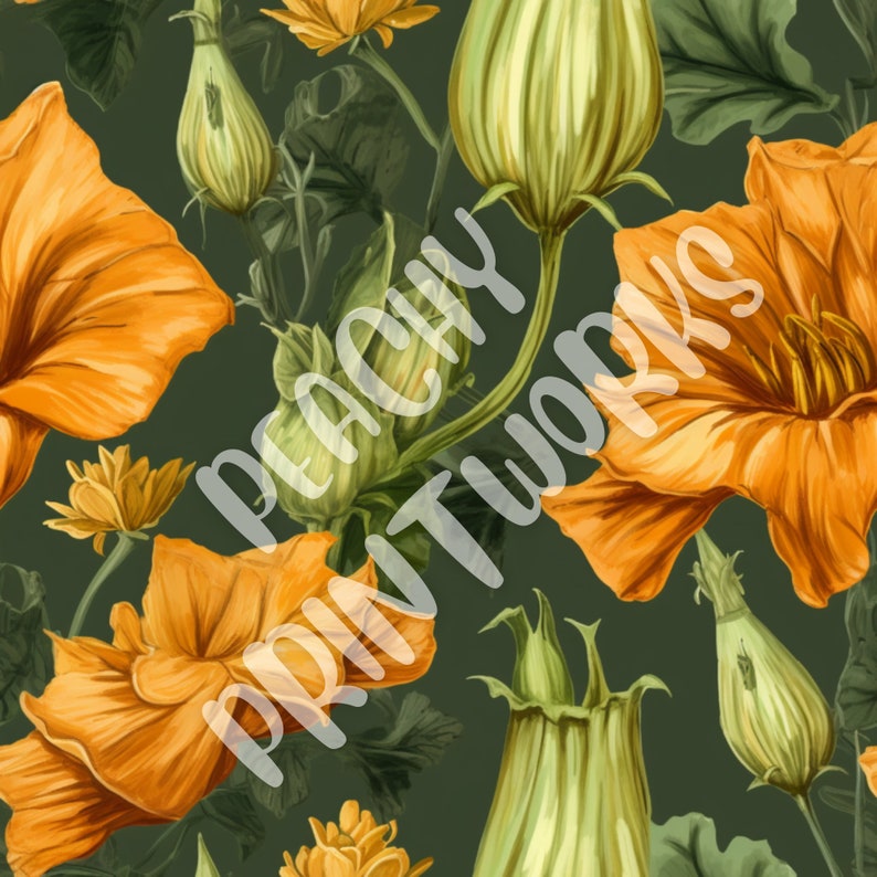 SQUASH BLOSSOMS : Printable Pattern Seamless Design - Etsy
