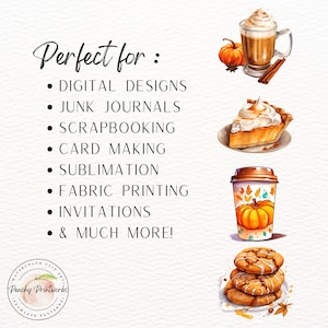 Pumpkin Spice Watercolor Clipart Bundle | Fall PNG | Coffee SVG | Fall ...