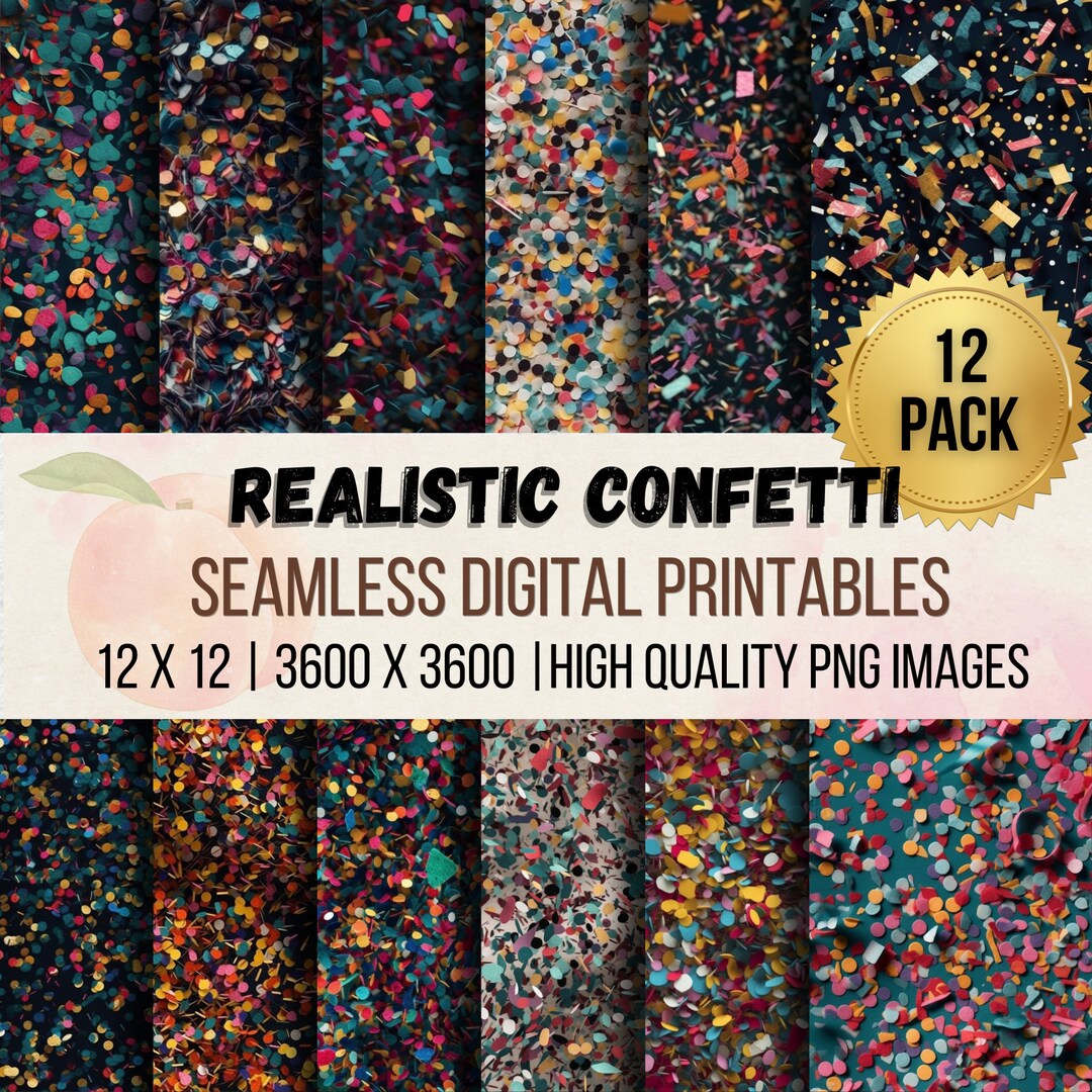 REALISTIC CONFETTI : Printable Pattern, Seamless Design, Background ...