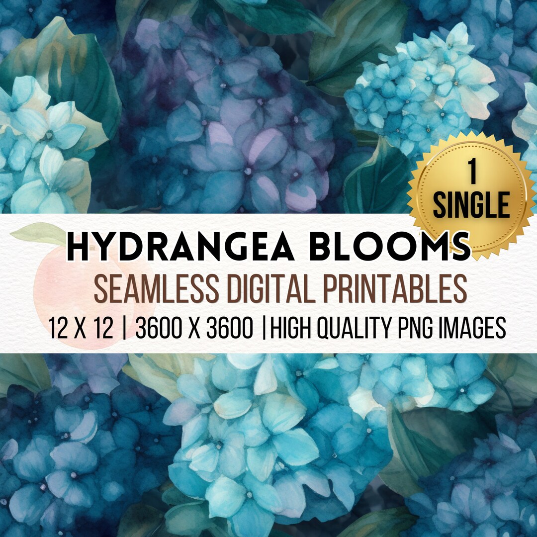 HYDRANGEA BLOOMS: Printable Pattern, Seamless Design, Background ...