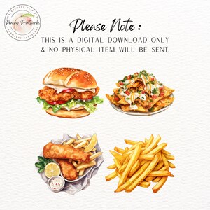 Fast Food Watercolor Clipart | Pizza SVG | Hamburger PNG | Chicken ...