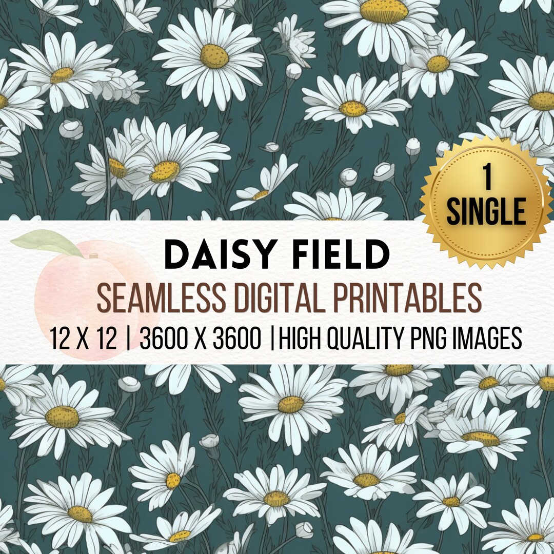 DAISY FIELD : Printable Pattern, Seamless Design, Background, Digital ...