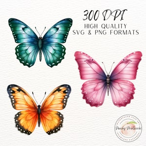 Colorful Butterflies Watercolor Clipart Bundle | Butterfly PNG | Bugs ...