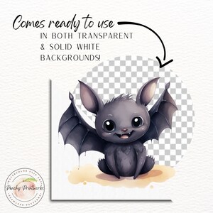 Bat Watercolor Clipart Bundle | Cute Bat PNG | Not Scary Halloween SVG ...