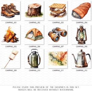 Camping Watercolor Graphics Camping Clipart Smores SVG Campfire Clipart ...