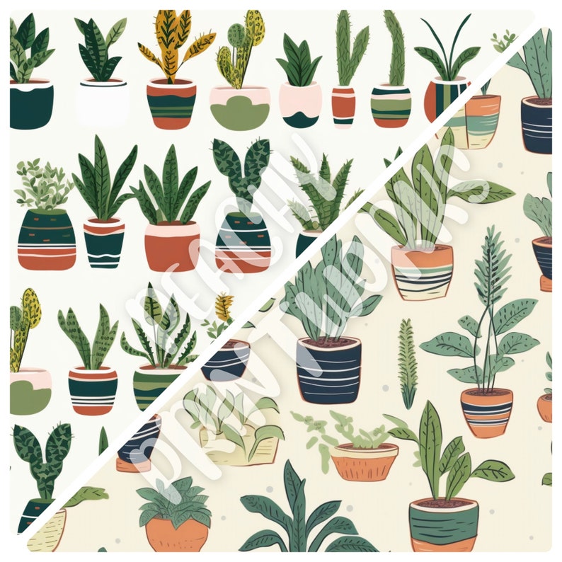 HOUSEPLANTS : Printable Pattern Seamless Design Background - Etsy