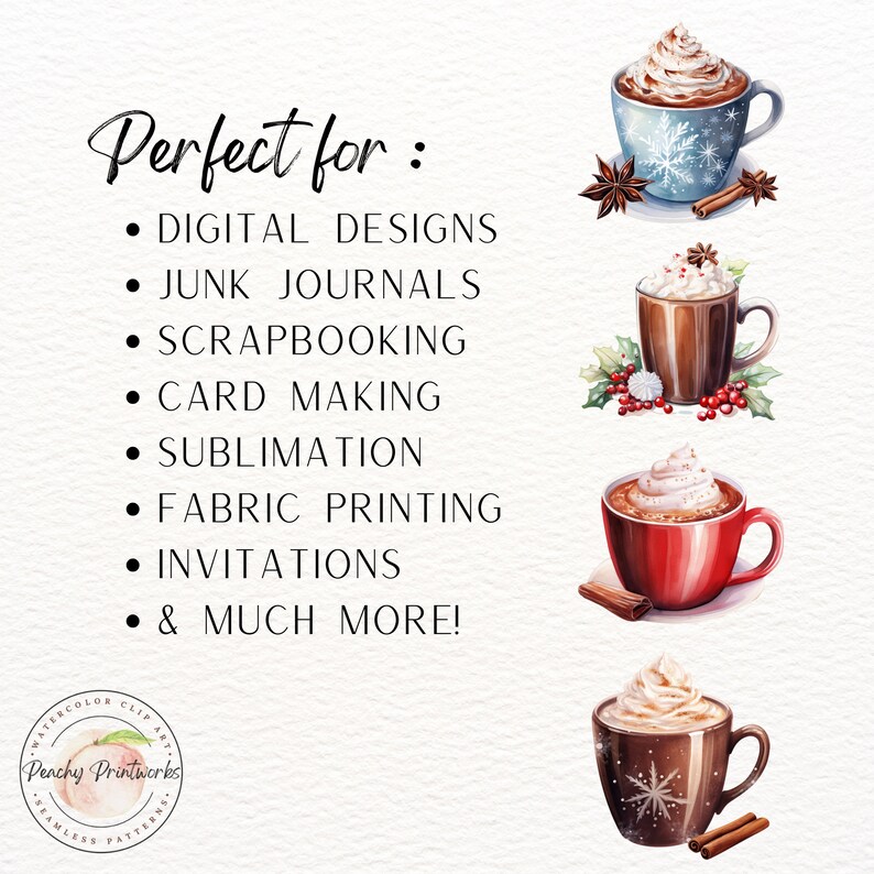 Hot Chocolate Watercolor Clipart Christmas SVG Cocoa PNG - Etsy