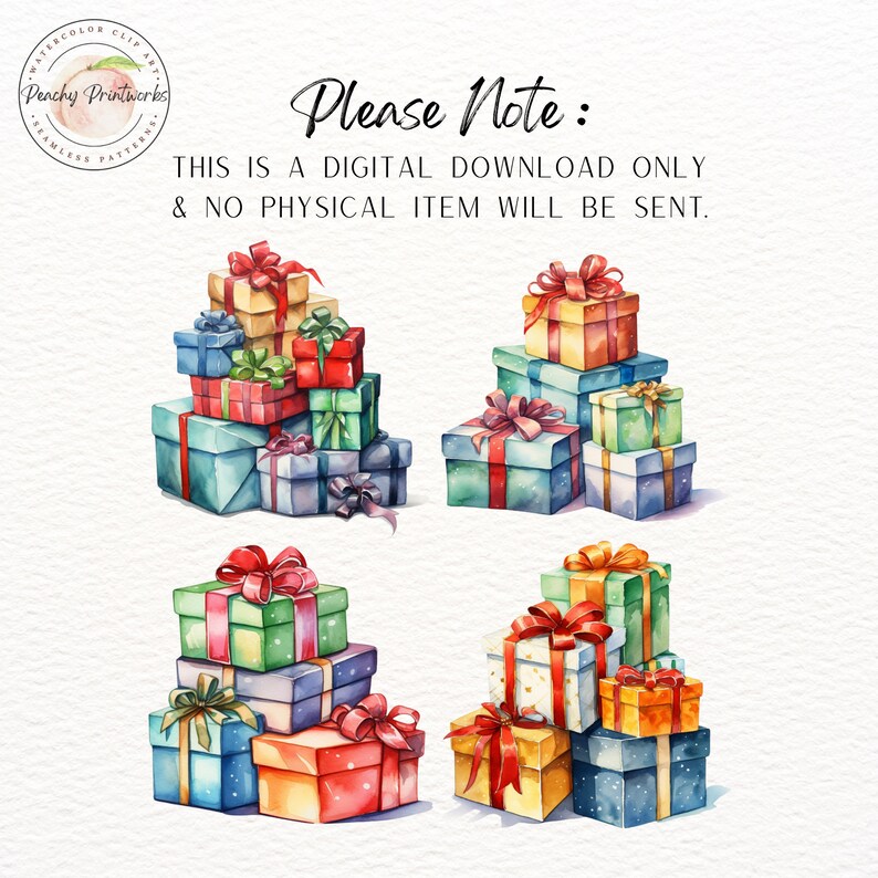 Piles of Gifts Watercolor Clipart Bundle | Presents PNG Graphic ...